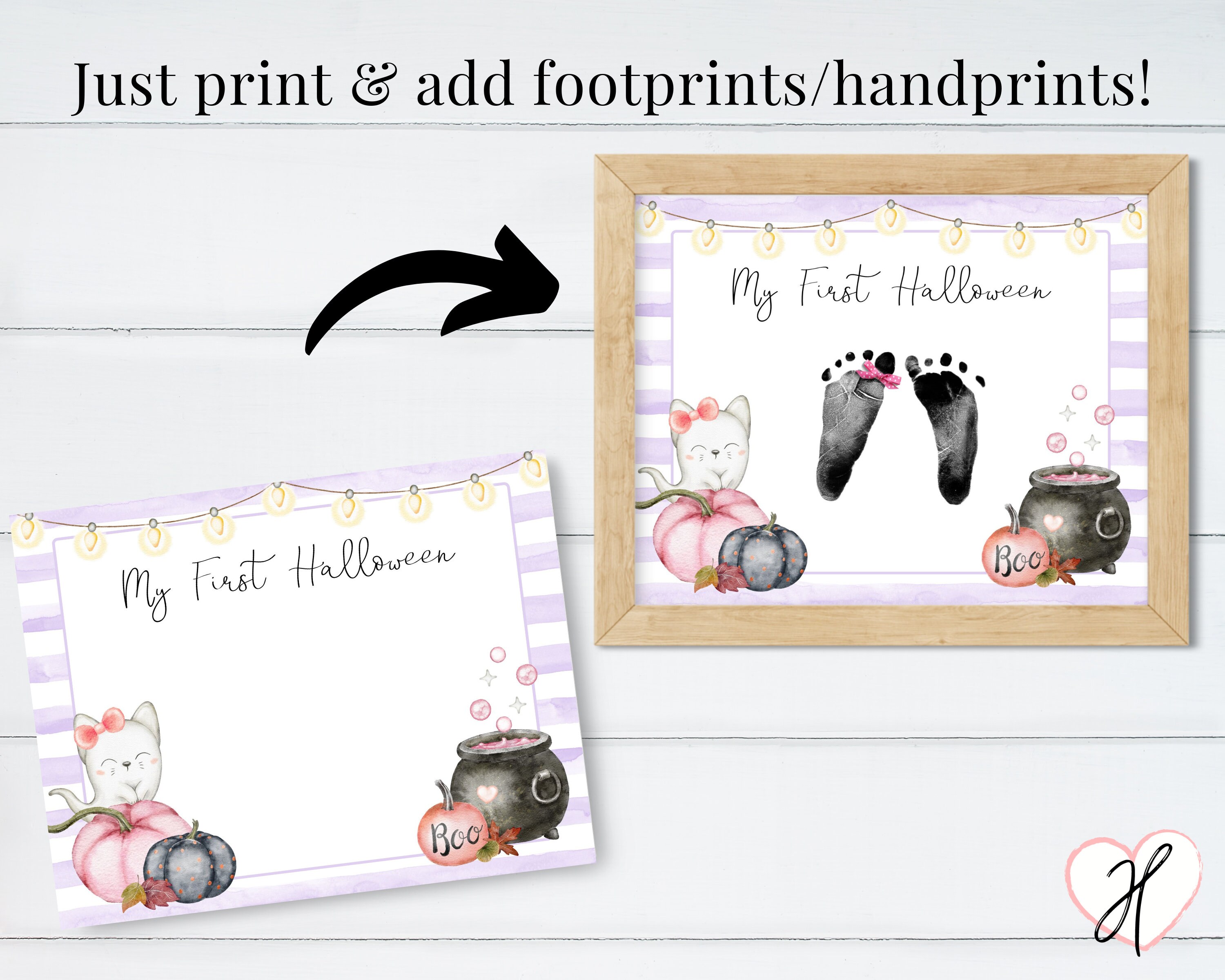 Baby Girl First Halloween Footprint Craft Printable Keepsake - Etsy