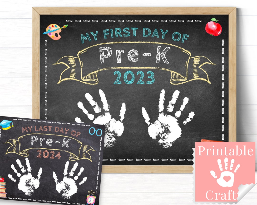 First Day of Pre K Sign, Last Day of Pre-k, Back to School Sign ...