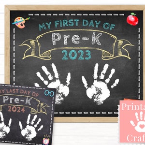 First Day of Pre K Sign, Last Day of Pre-k, Back to School Sign ...