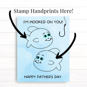 Father's Day Gift From Kid, Printable Handprint Art Craft, Hooked on ...