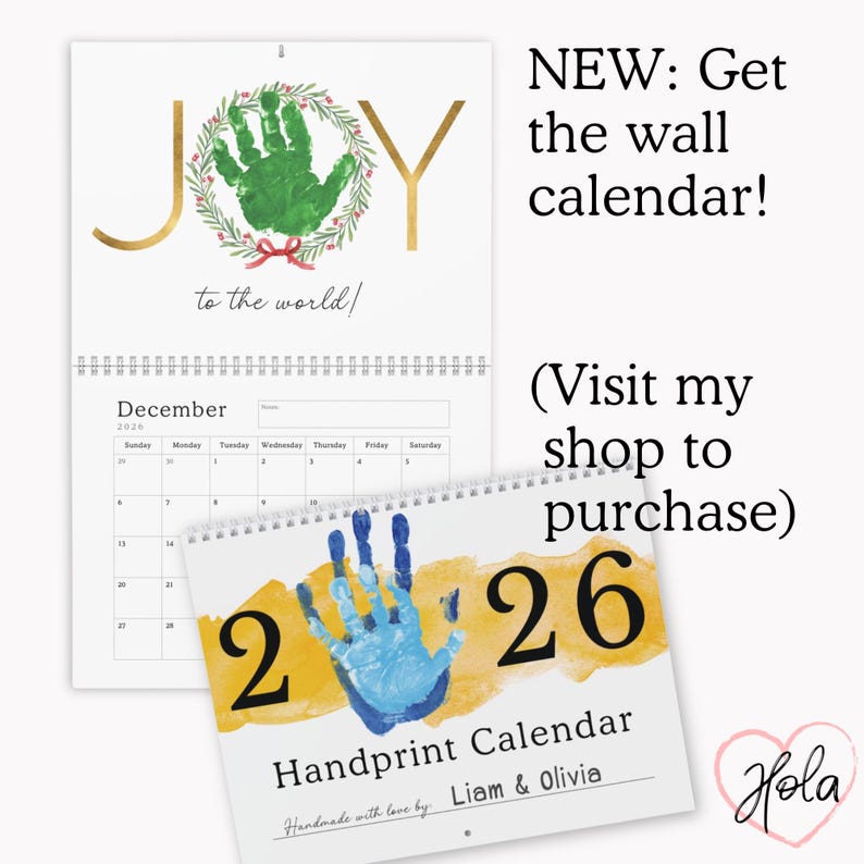 2026 Handprint Desk Calendar Printable, Preschool Hand Print Flowers ...