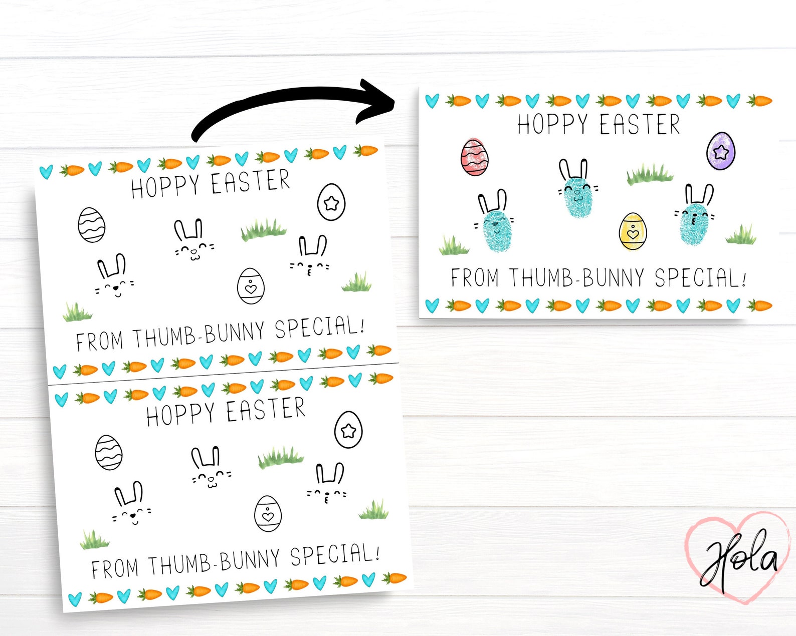 Easter Thumbprint Activity, Easter Sunday Cards for Grandparents, Hoppy ...