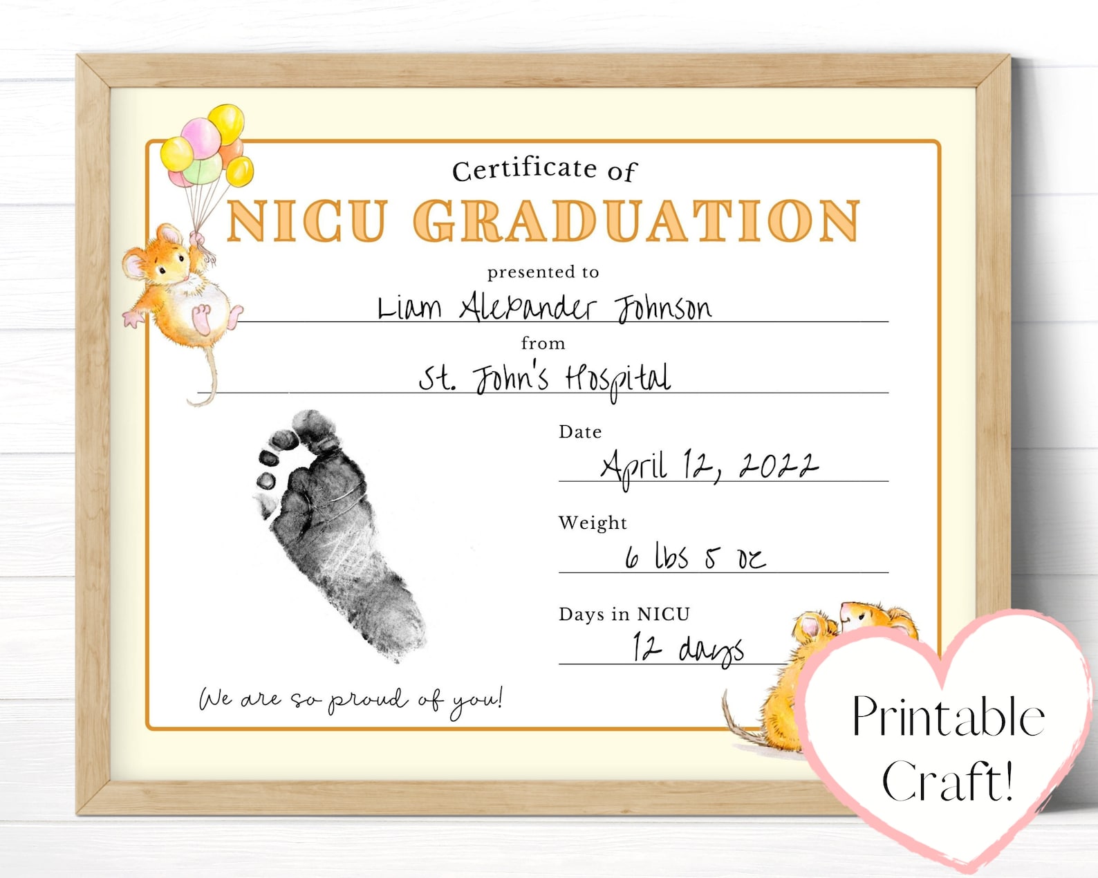 NICU Baby Graduation Certificate Printable Keepsake Sign - Etsy UK