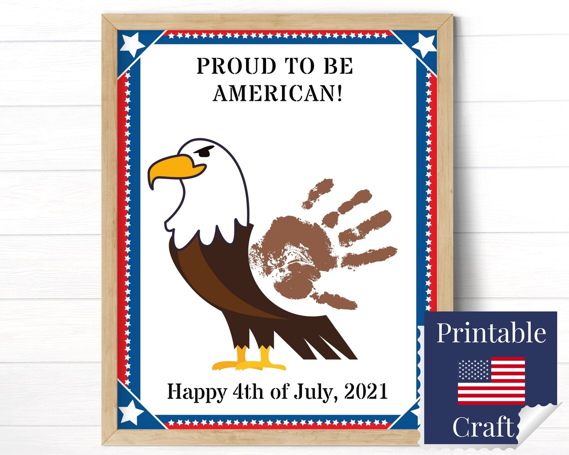 4th of July Handprint Art Proud to Be American Bald Eagle | Etsy