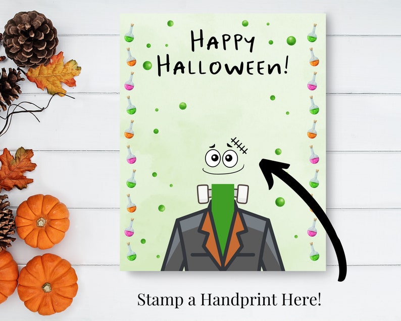 Halloween Printable Cards for Kids Frankenstein Monster - Etsy