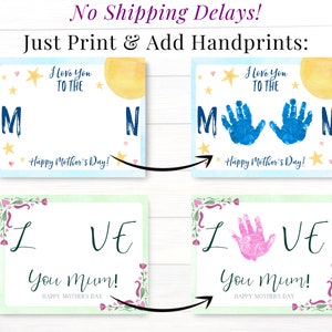 Gifts for Mum, Mother's Day Handprint Cards From Kids, Set of 5, A4 ...