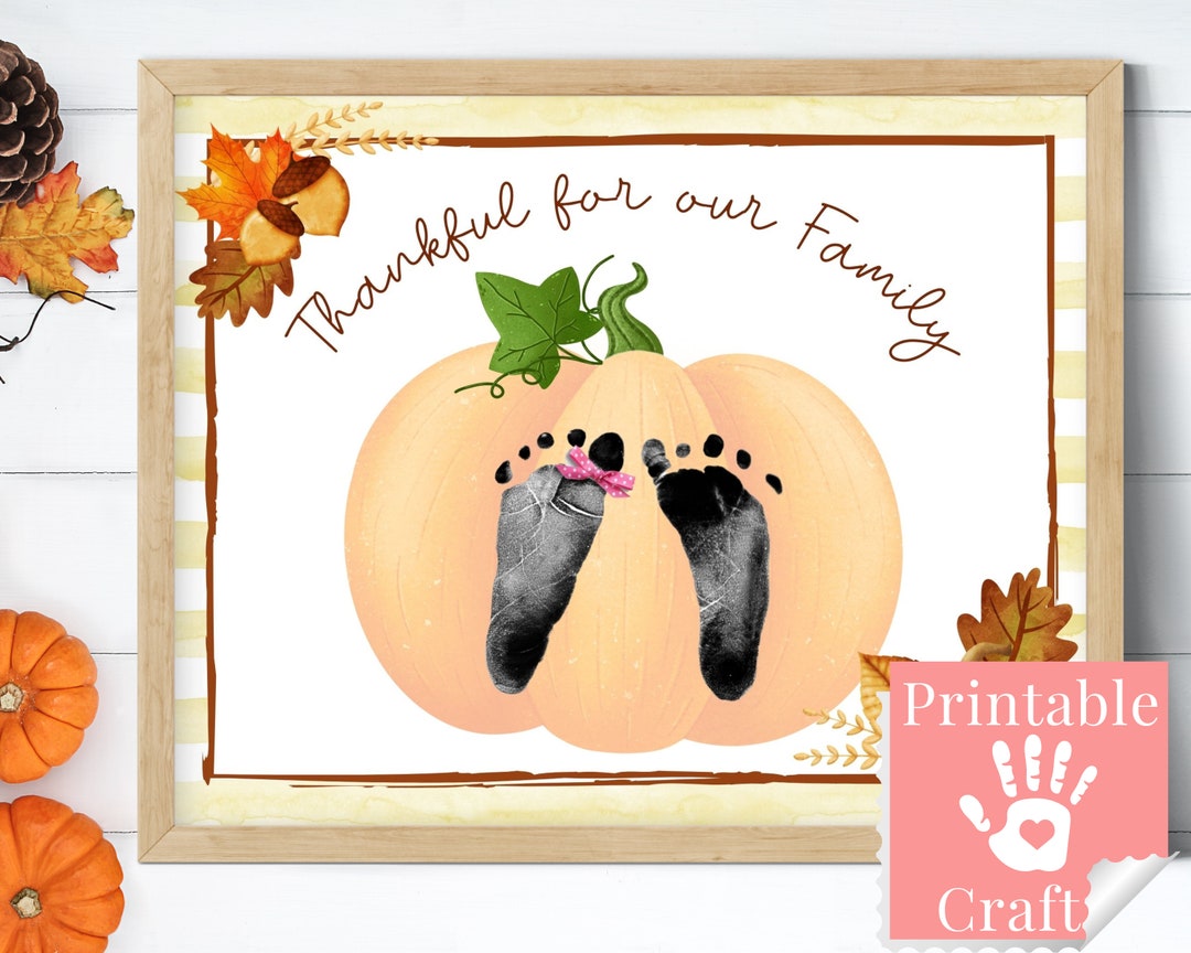First Thanksgiving Footprints Craft, Newborn Baby Thankful for Our ...
