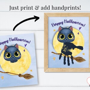 Preschool Halloween Craft for Kids, Black Cat Witch Handprint Art ...