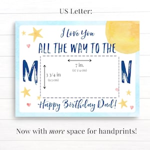 I Love You to the Moon Birthday Card for Dad From Kid, Printable ...