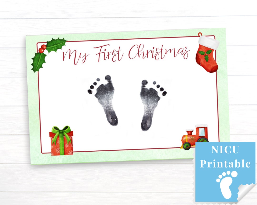 My First Christmas NICU Baby Footprints Keepsake, Holiday Card for ...