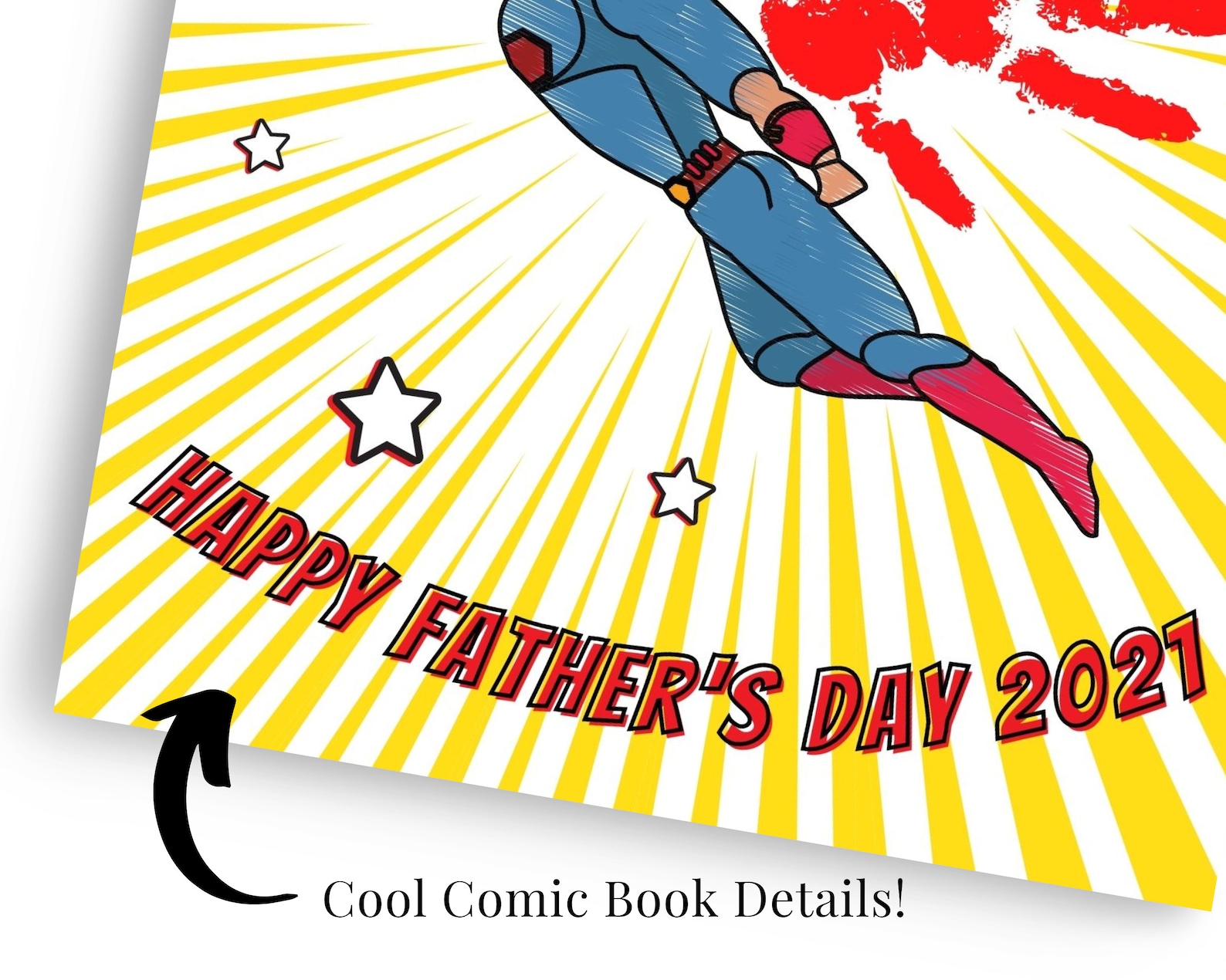 Superhero Fathers Day Hand Print Art Super Dad Comic Book | Etsy