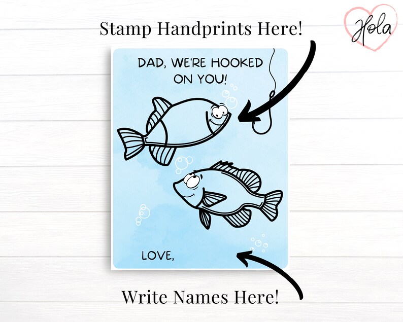 Fishing Gift for Dad, Handprint Birthday Card, Father's Day Gift From 2 ...