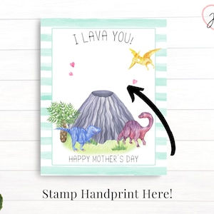 Toddler Dinosaur Gift for Mom, I Lava You Volcano Handprint Art ...
