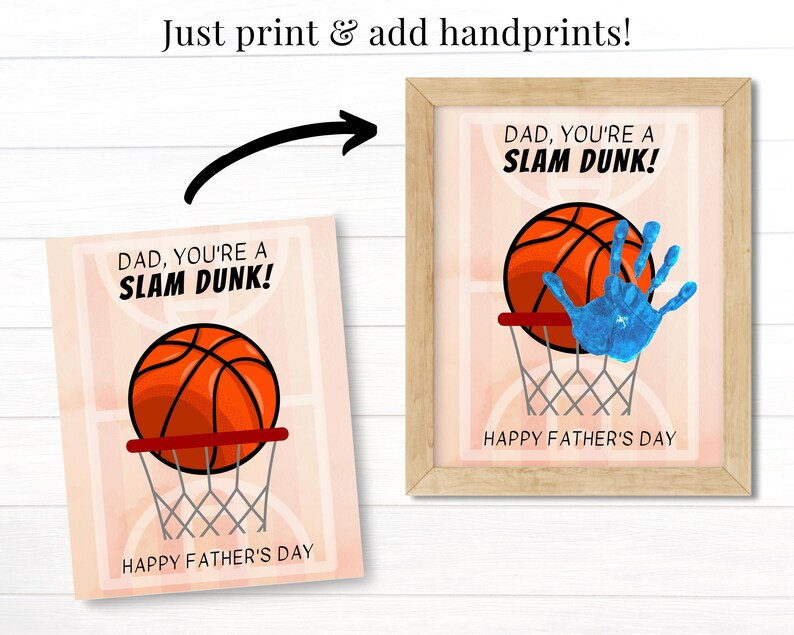 Basketball Fan Father's Day Gift From Kids Handprint Art - Etsy