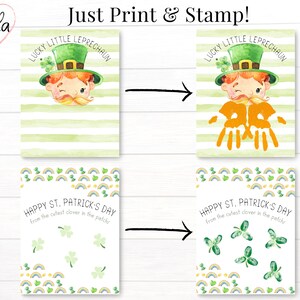St Patricks Day Handprint Set, Printable Craft Kit for Kids, Preschool ...