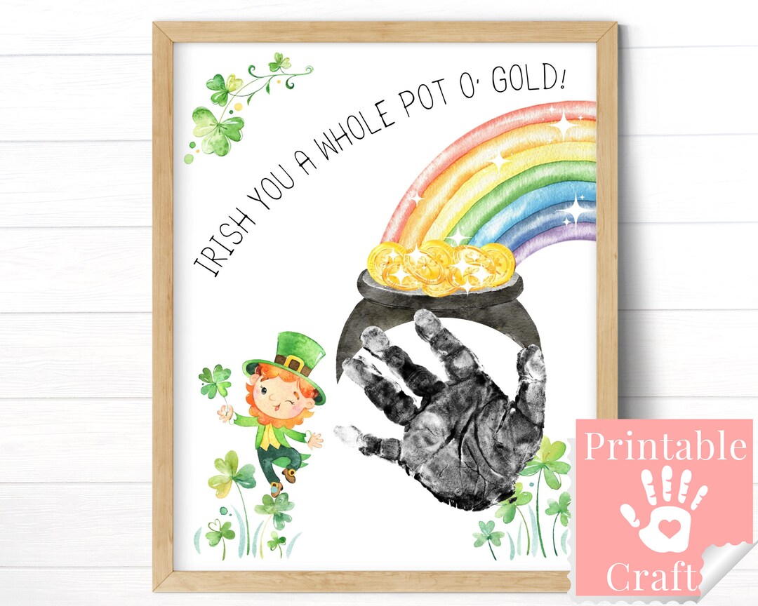 Pot of Gold Rainbow Handprint Art for St. Patrick's Day, Preschool ...