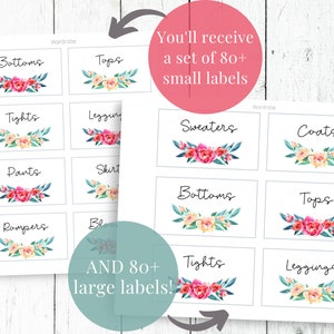 Nursery Organization, Set of 80 Floral Printable Drawer Labels for Baby ...