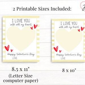 Preschool Valentine Card, "i Love You With All My Heart" Valentines Day ...