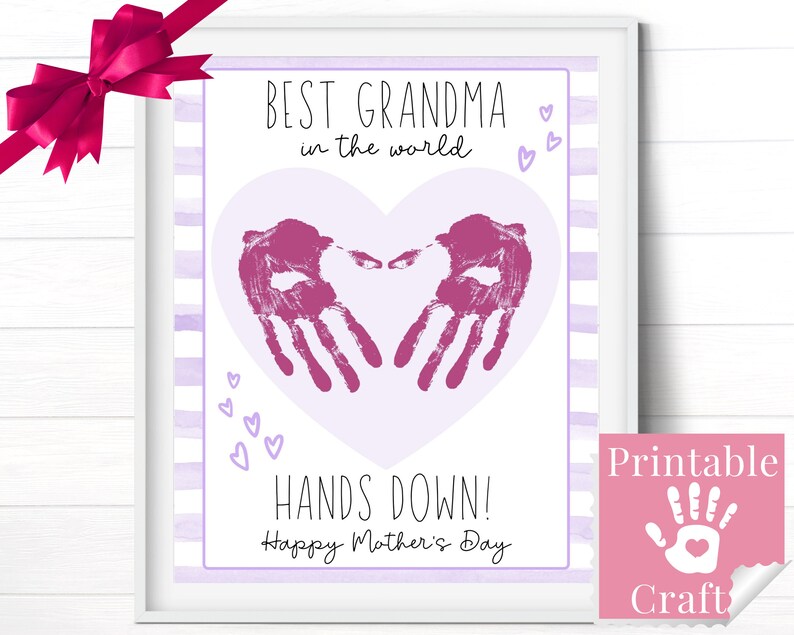 Grandma Mothers Day Gift Handprint Keepsake Card Toddler - Etsy