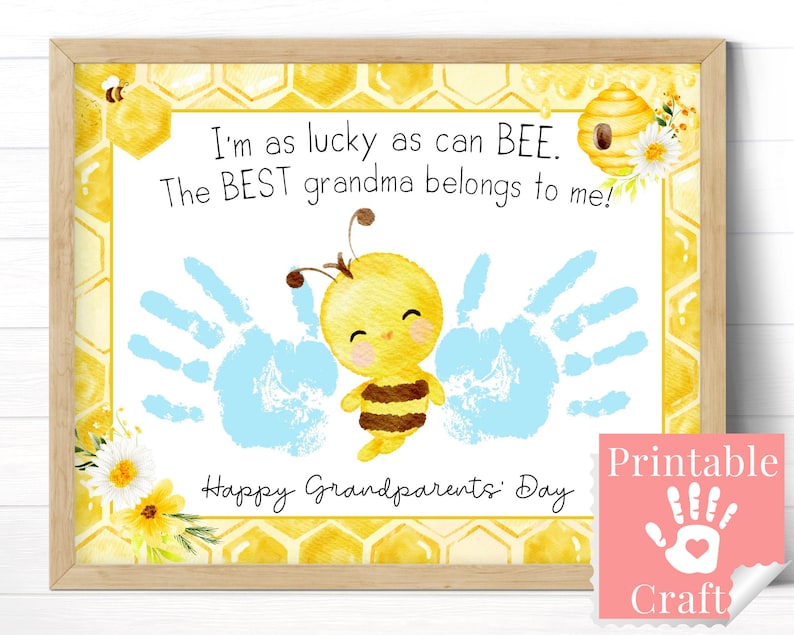 Best Grandma Gift Personalized, Grandparents Day Handprint Craft, Bee ...