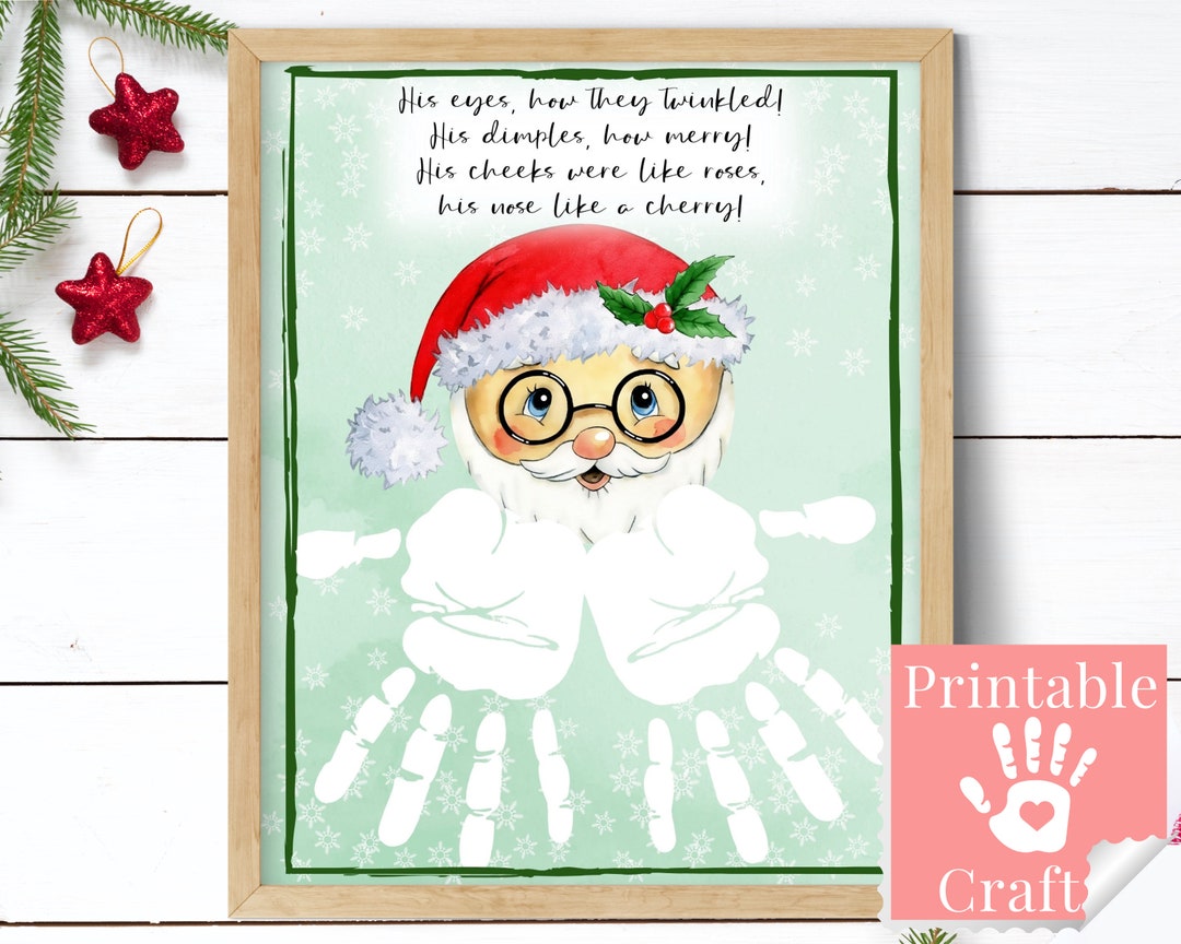 Handprint Art Christmas Santa Craft for Kids, Personalized Gifts for ...