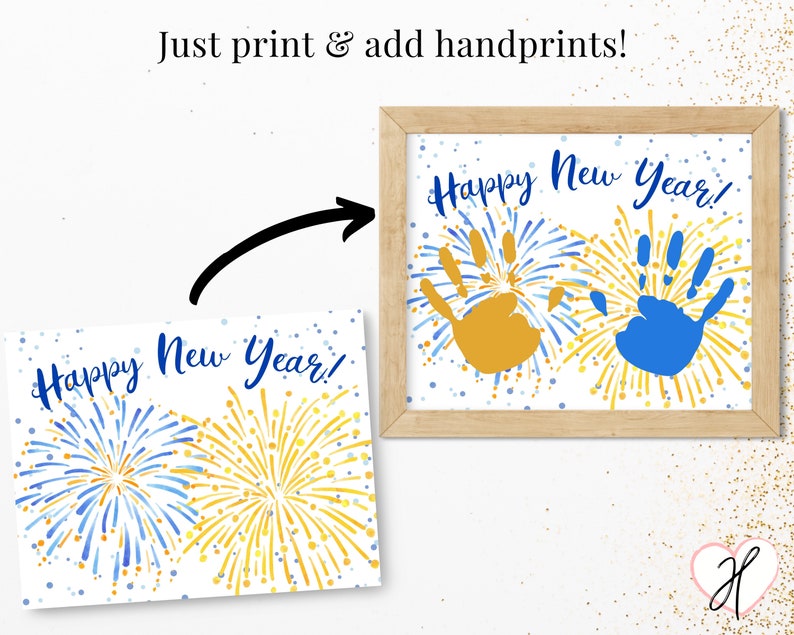 New Year Handprint Printable Craft for Kids Finger Paint Art - Etsy