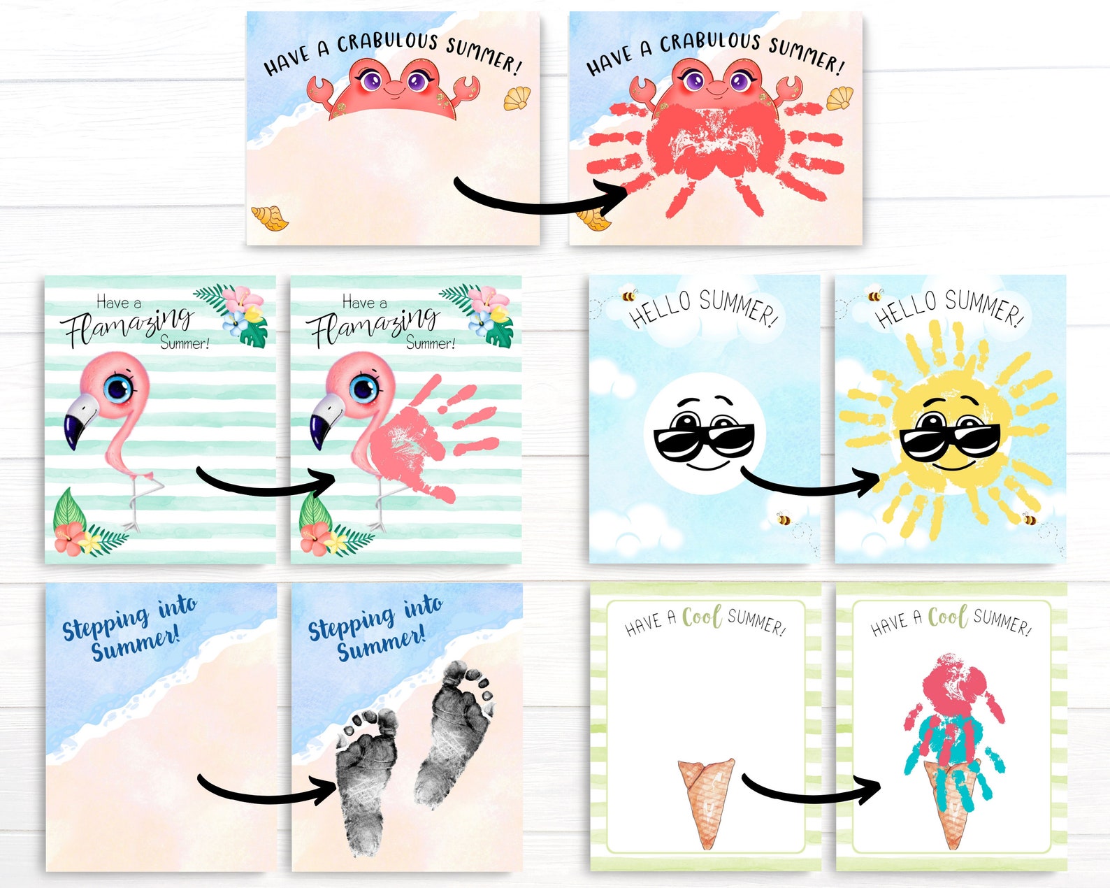 Summer School Handprint Art Set of 5, Preschool or Daycare Crafts ...