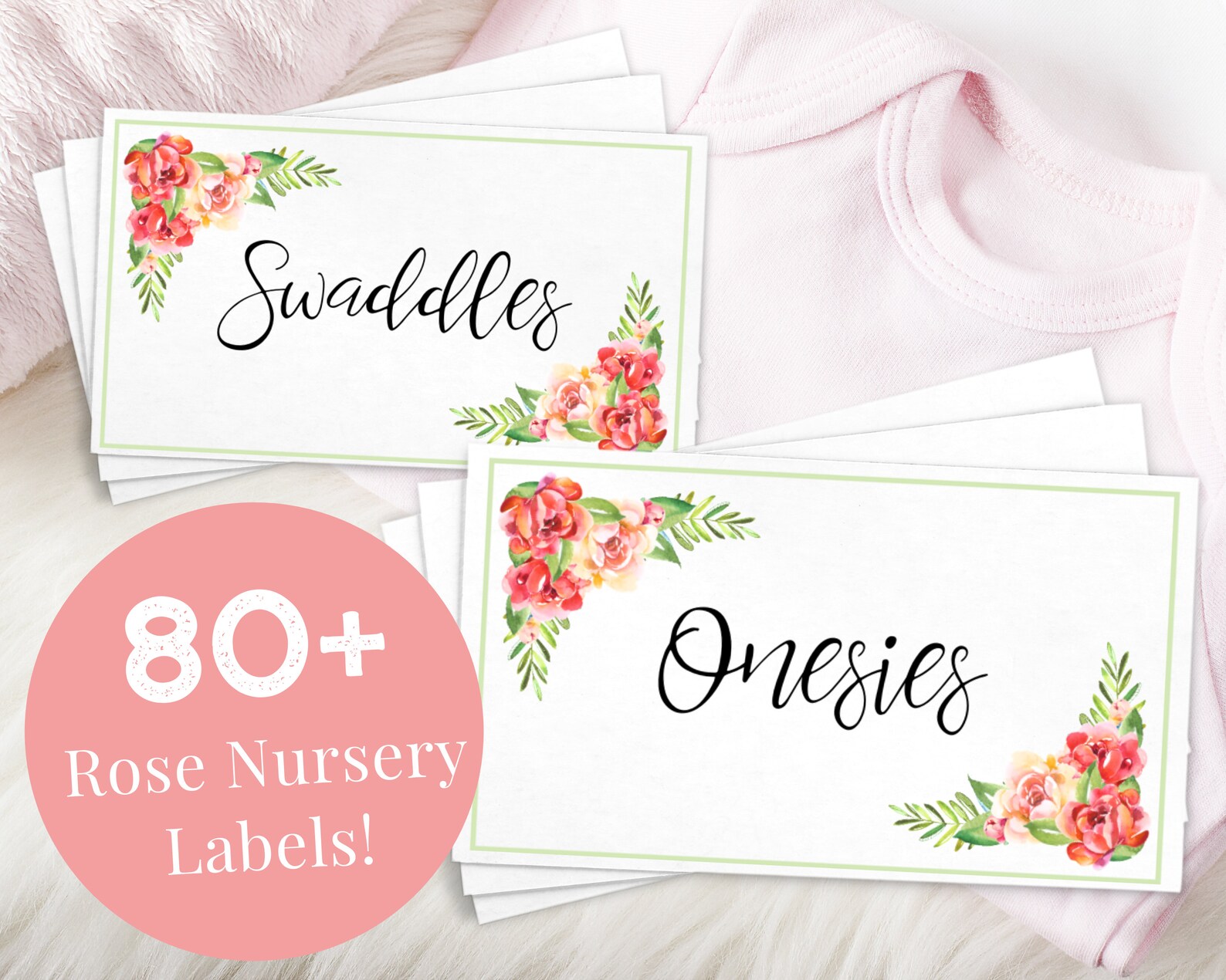 Drawer Labels for Nursery Set of 80 Rose Printable Labels - Etsy