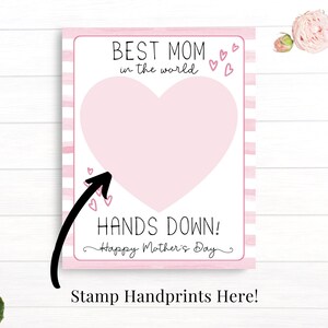 Mother’s Day Gift From Daughter, Pink DIY Handprint Card for Toddler ...