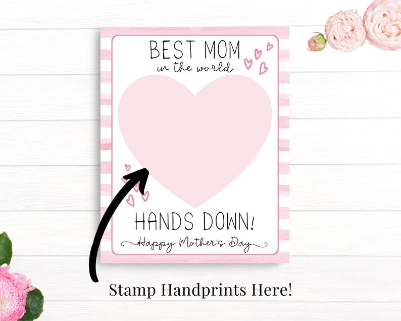 Mothers Day Gift From Daughter Pink DIY Handprint Card for - Etsy