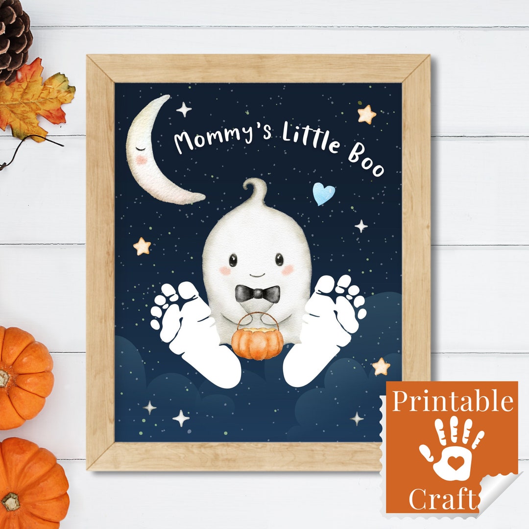 Halloween Baby Footprint, Baby's First Halloween Keepsake, Cute Ghost ...