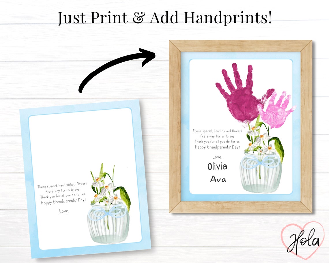Grandparents Day Handprint Flowers DIY Poem Card From 2 - Etsy