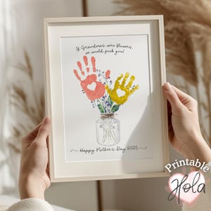 Grandma Handprint Flowers for Mother's Day, Grandkid Handprints Bouquet ...