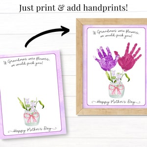 Mothers Day Gift From 2 Grandchildren, Handprint Flowers, Personalized ...