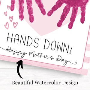 Mother’s Day Gift From Daughter, Pink DIY Handprint Card for Toddler ...
