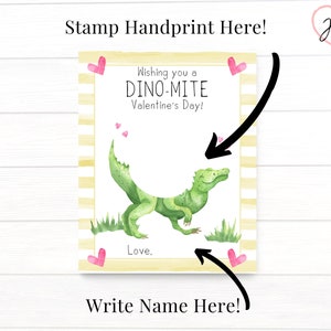 Dinosaur Valentine Card Printable for Girl, Preschool Handprint Art ...