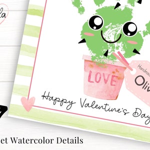 Toddler Valentine Cactus Hand Print, Im Stuck on You Kids Valentine ...