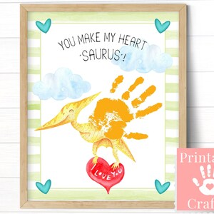 Pterodactyl Valentine for Kids, Handprint Craft Printables, Dinosaur ...
