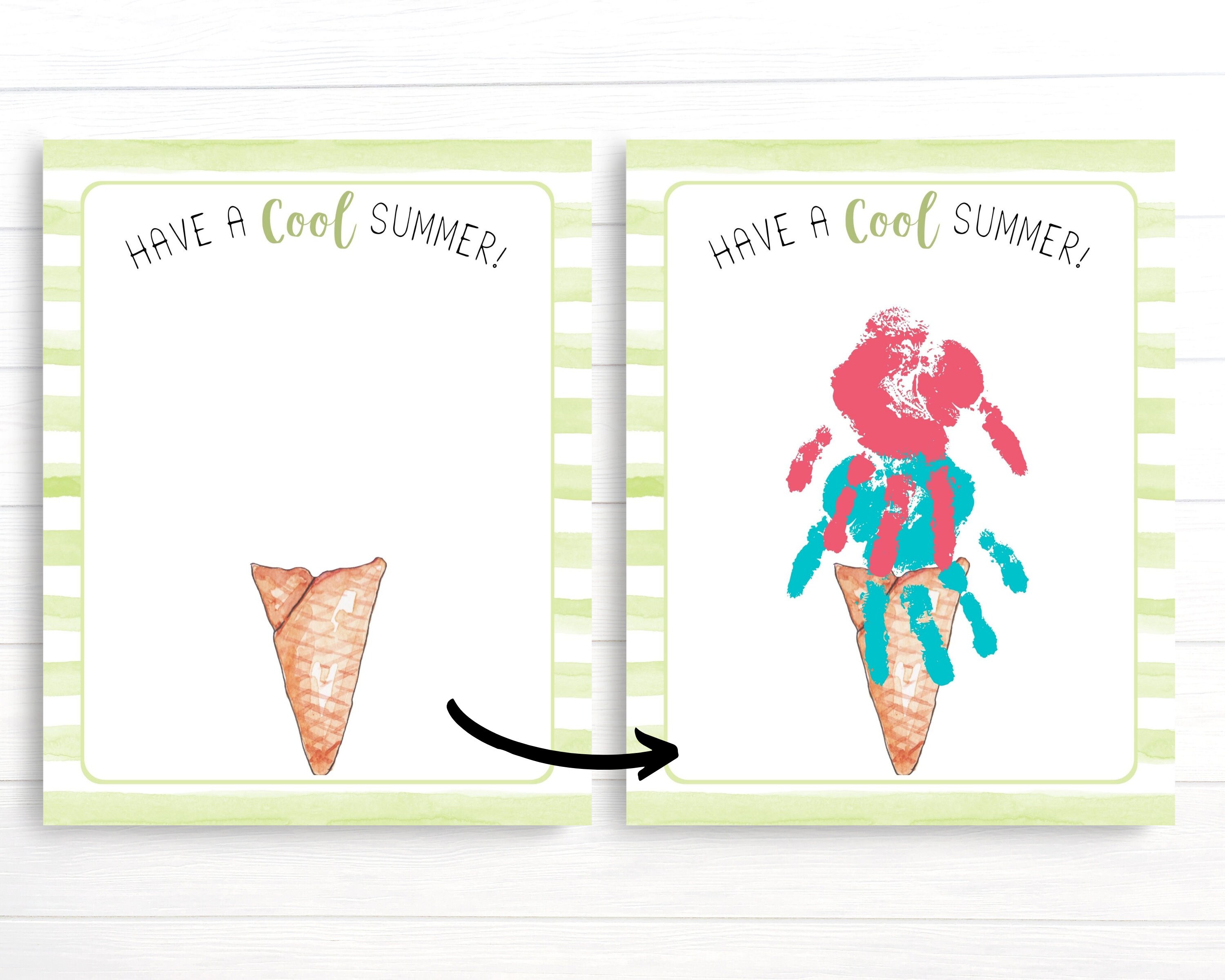 Summer Craft Activity for Toddlers, Ice Cream Handprint Art Template ...