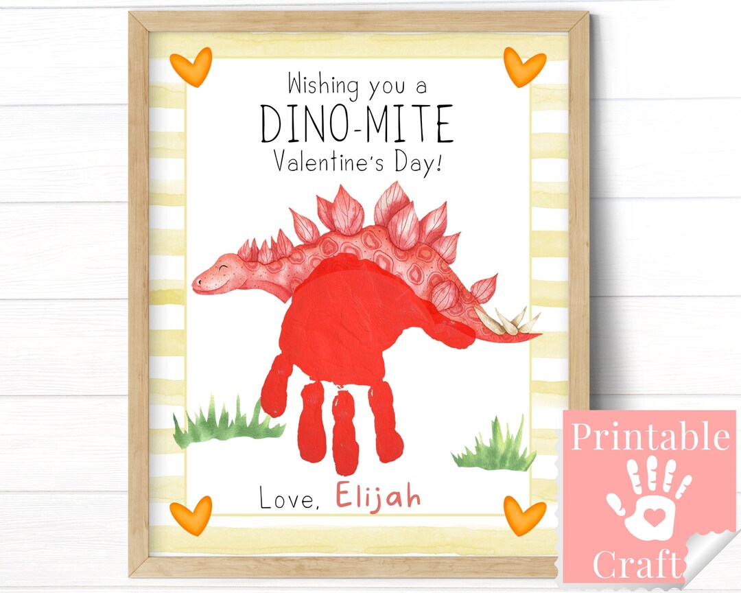 Dinomite Valentine, Dinosaur Gift From Toddlers, Stegosaurus Handprint ...