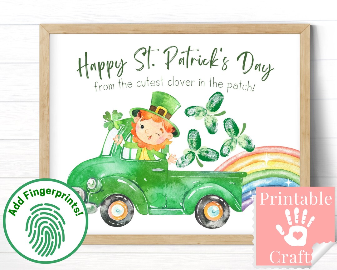 St Patricks Day Thumbprint Art Craft, Fingerprint Preschool Toddler ...