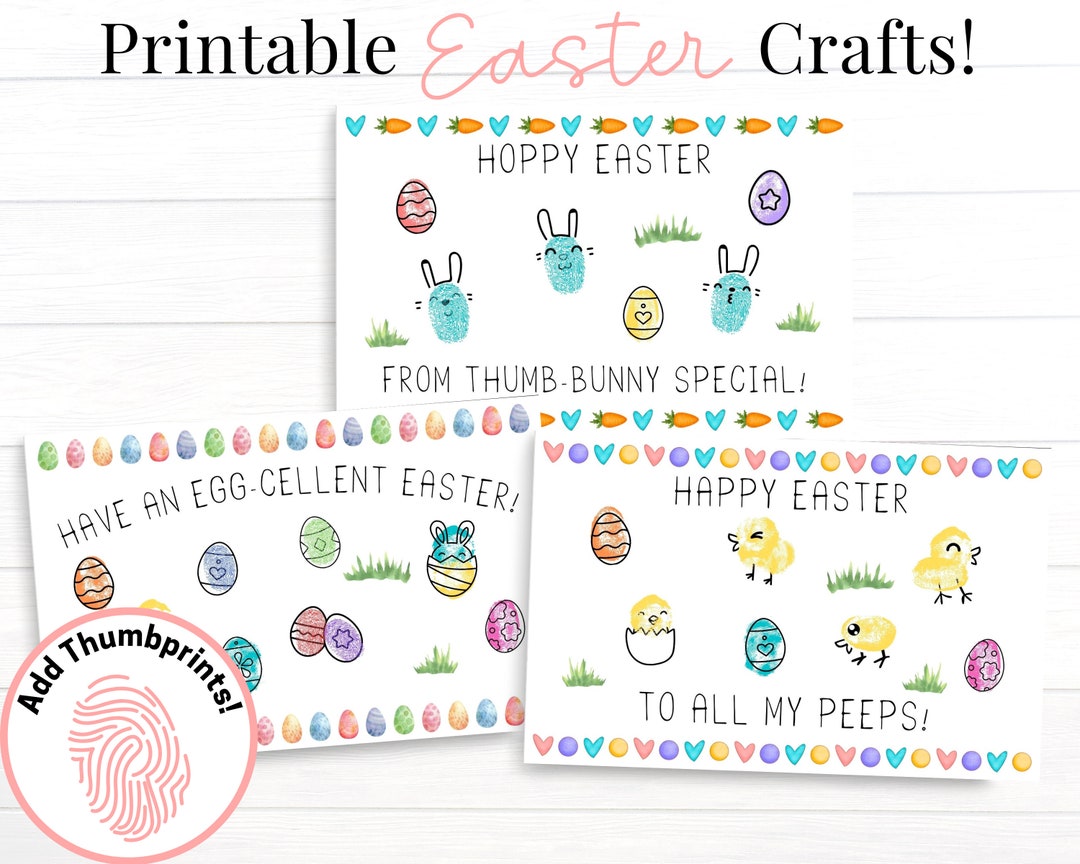 Set of 3 Fingerprint Art Printable Template, Easter Activity for Kids ...