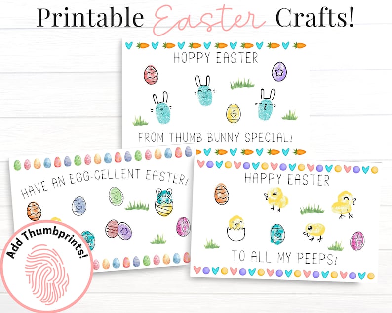 Set of 3 Fingerprint Art Printable Template Easter Activity - Etsy