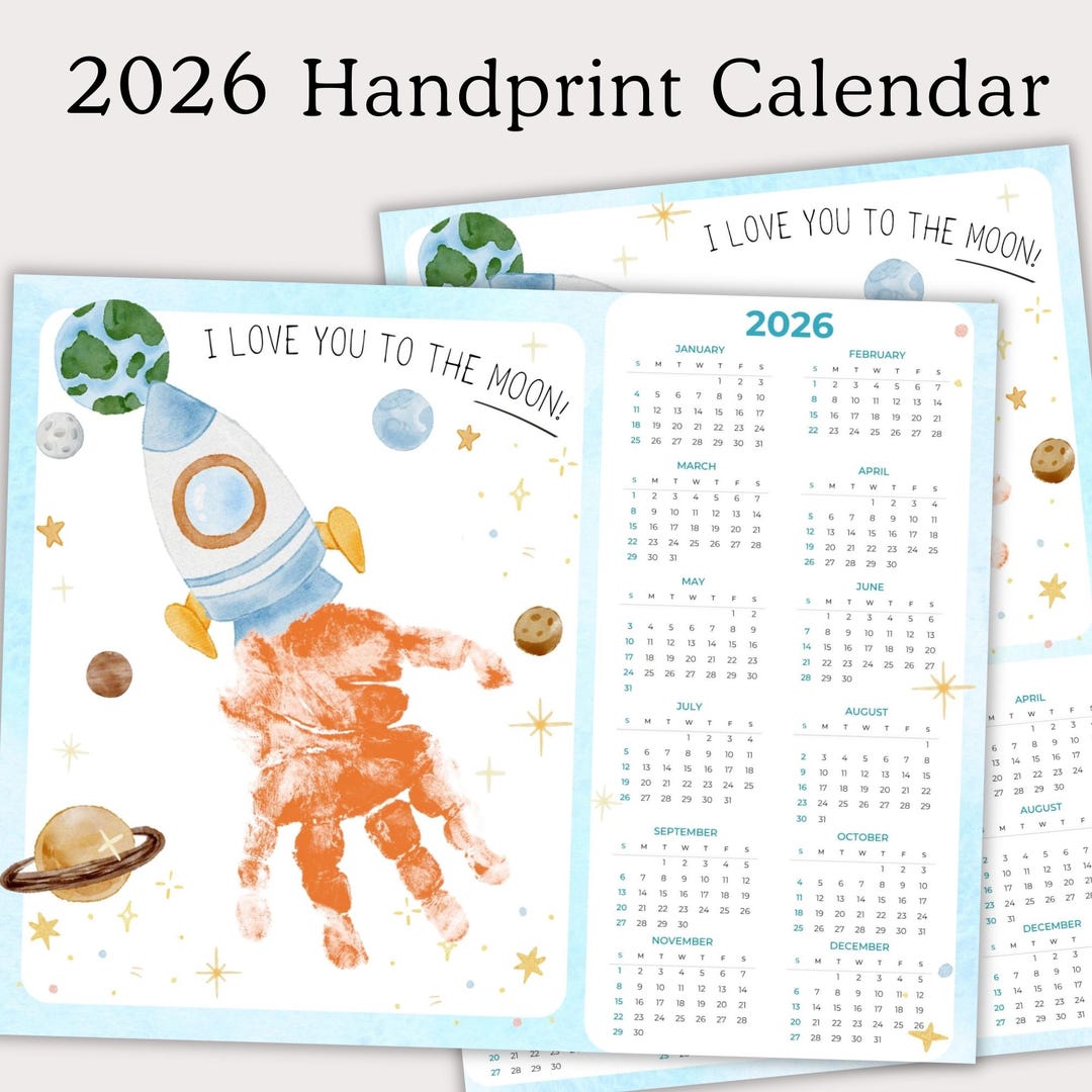 2026 Full Year Handprint Calendar, Toddler Craft Gift, I Love You to ...