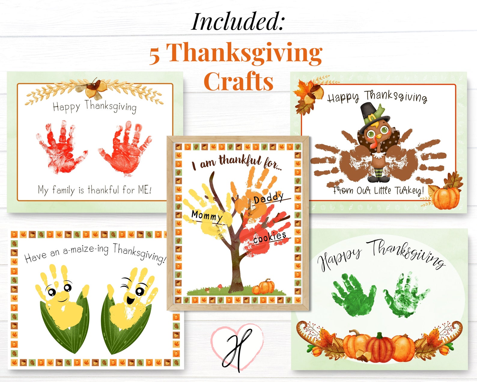 Fall Handprint Crafts Bundle Preschool Printable Set Easy - Etsy