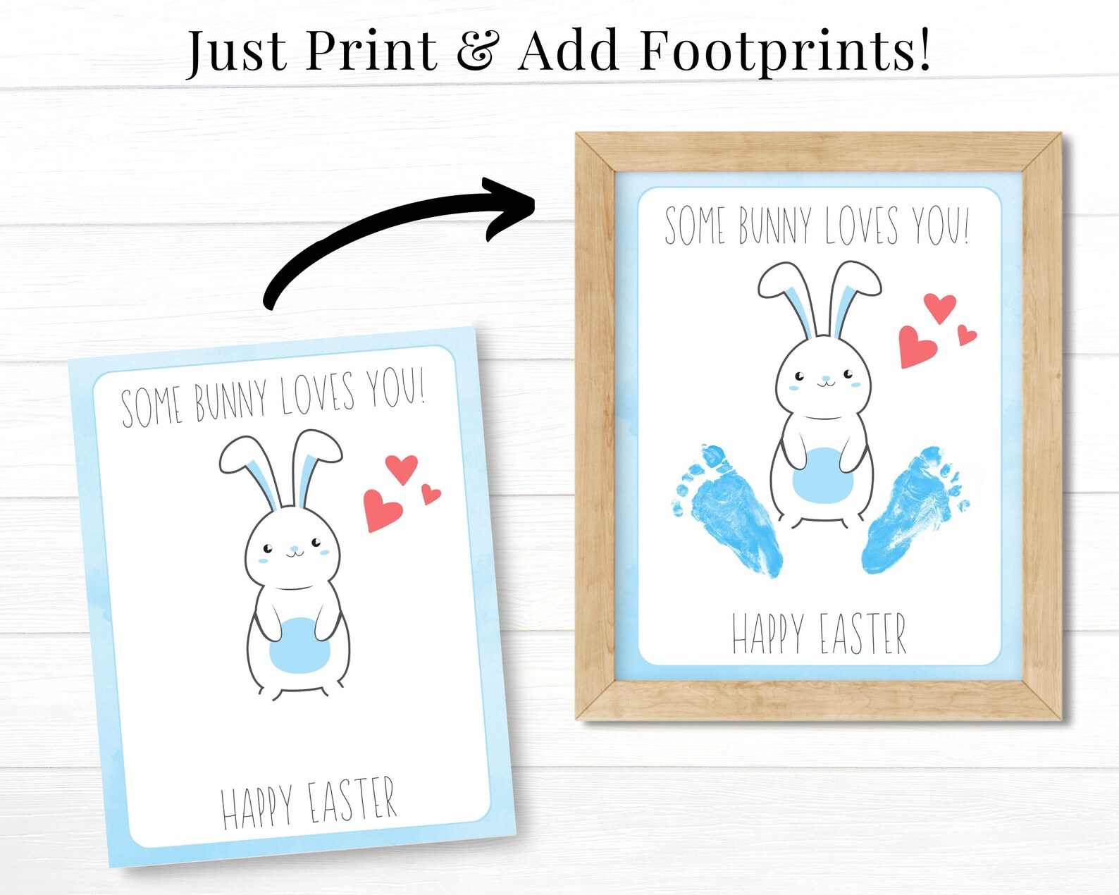 Baby Boy First Easter Footprint Art Printable Easter Cards - Etsy