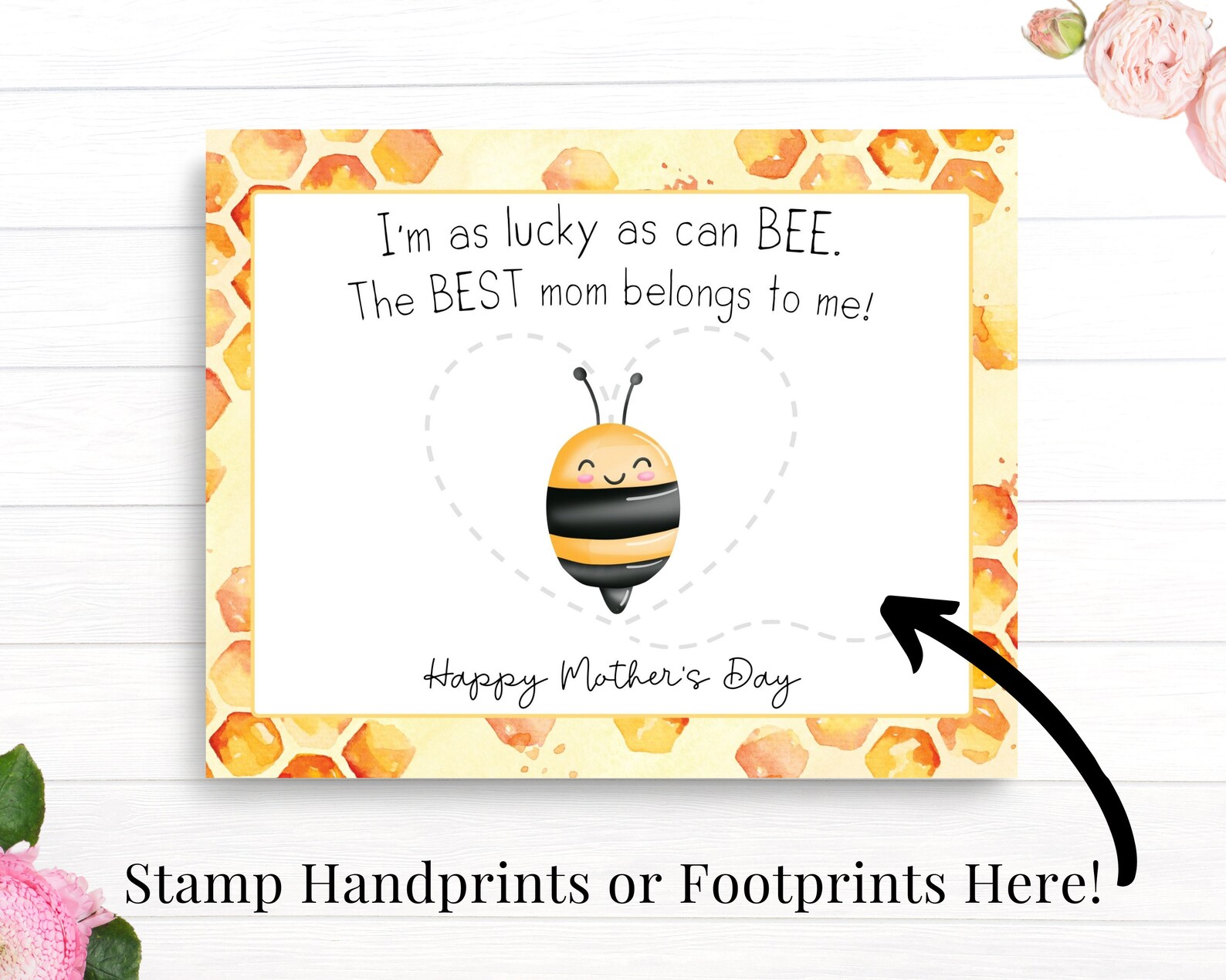 Mothers Day Personalized Card Printable Gift Handprint Art - Etsy