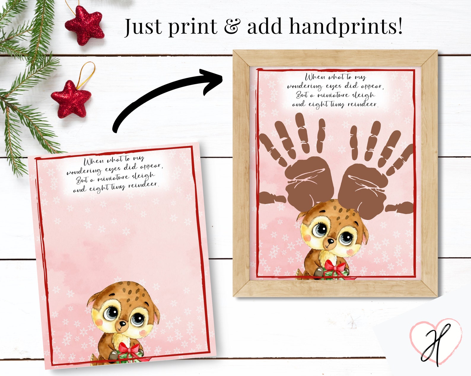 Christmas Printable, Reindeer Easy Handprint Art Activity for Kids ...