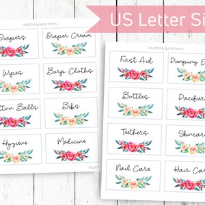Nursery Organization, Set of 80 Floral Printable Drawer Labels for Baby ...