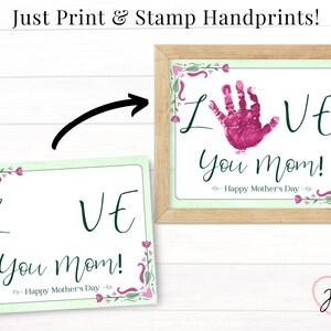 Happy Mother's Day Printable Handprint Card, Love You Mom, Easy DIY ...